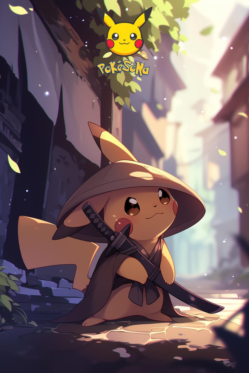 Pikachu Samurai Poster | Digital Download | Pokemon Poster | Pokemon ...