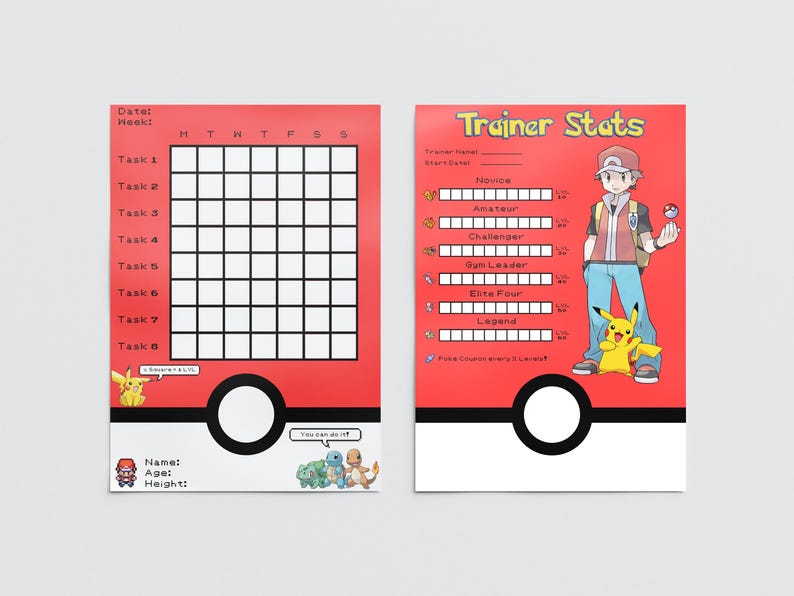 Pokemon Reward Chart | Habit Behavior Tracker | Reward Coupons | for ...