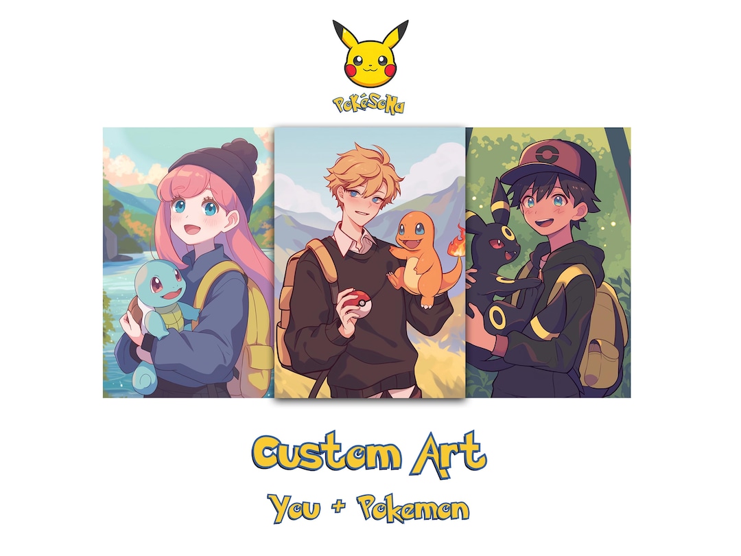 Custom Pokemon Art Comfy Style | Personalized Trainer & Pokemon ...