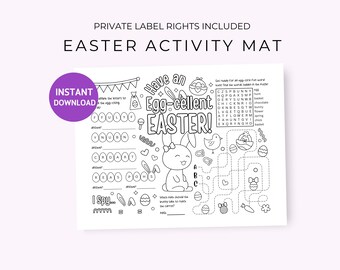 Easter Coloring Place Mat, Printable Activity for Kids, Fun Craft ...