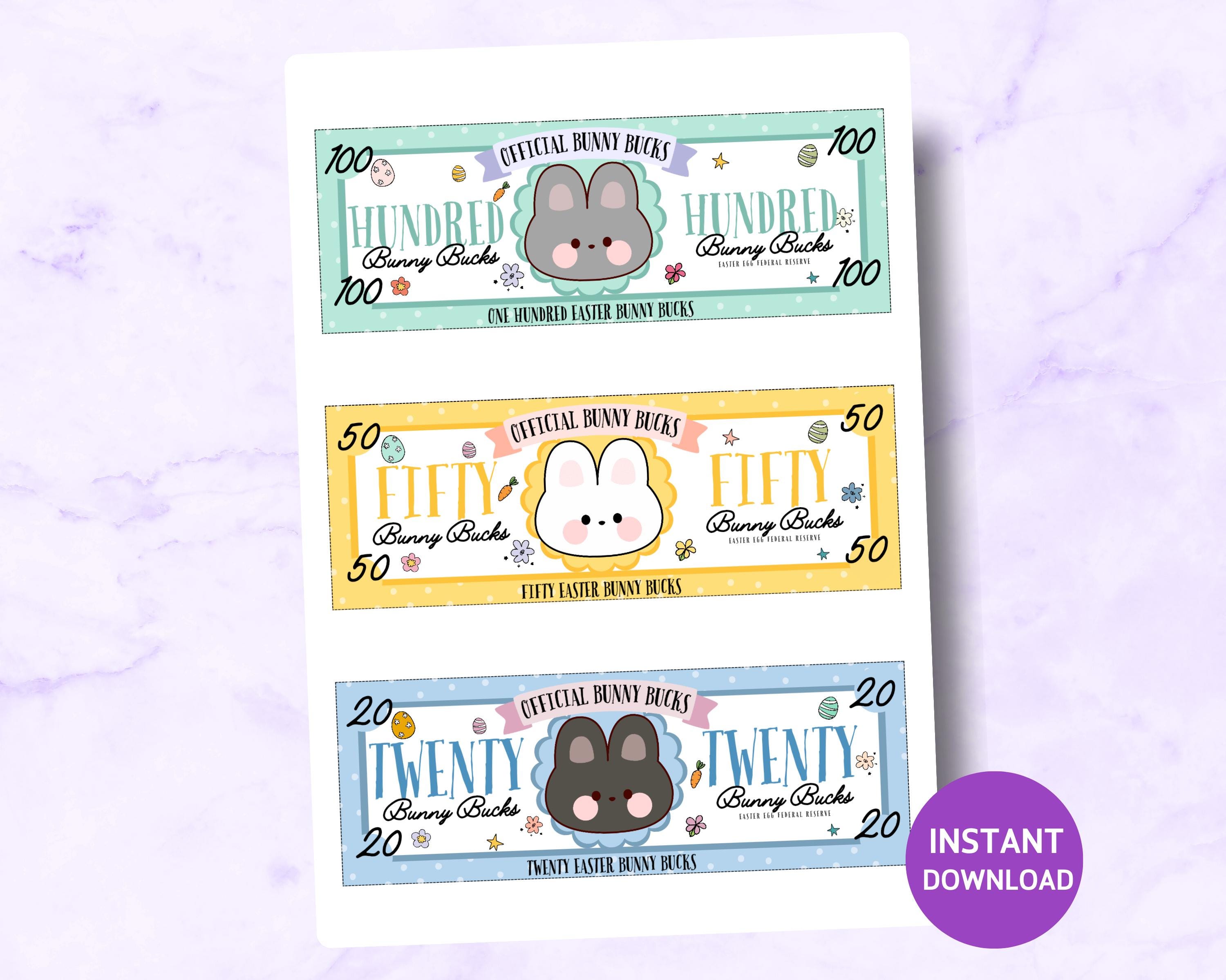 Bunny Bucks Printable Easter Play Money, Kids Reward Coupons, Egg Hunt ...