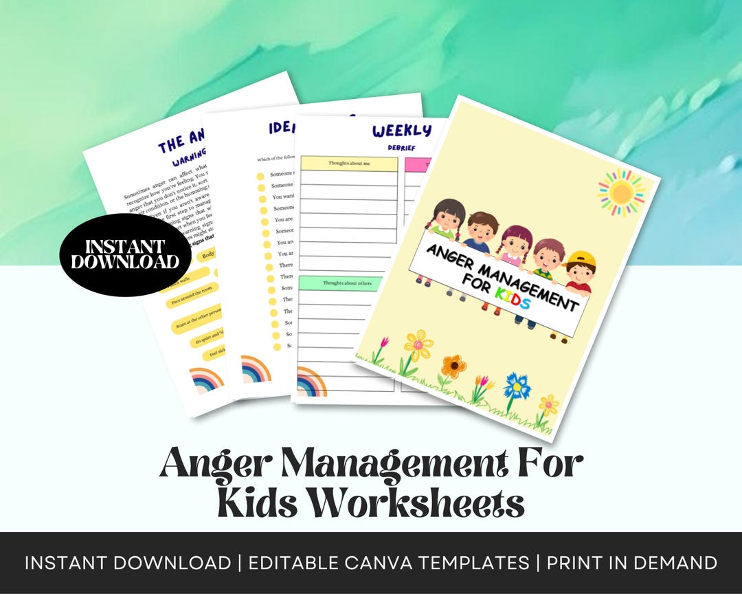 Anger Management for Kids Canva Template | Coping Skills Worksheets - Etsy