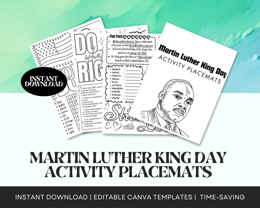 Printable MLK Day Craft and History Worksheet for Kids - Etsy