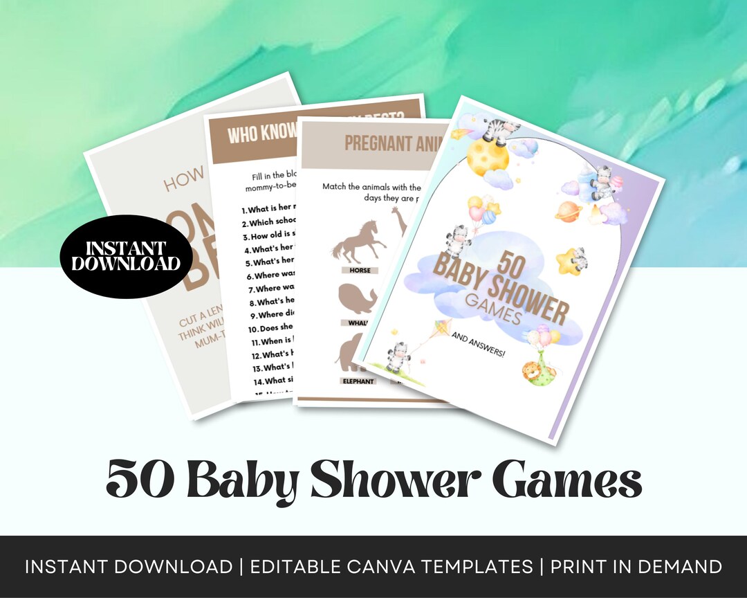 Baby Shower Games Bundle: 50+ Printable Party Activities - Etsy