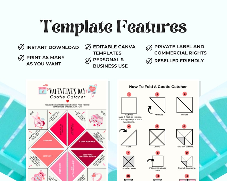 Valentine Cootie Catcher Canva Template | Kids Joke Teller - Etsy