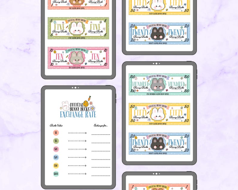Bunny Bucks Printable Easter Play Money, Kids Reward Coupons, Egg Hunt ...
