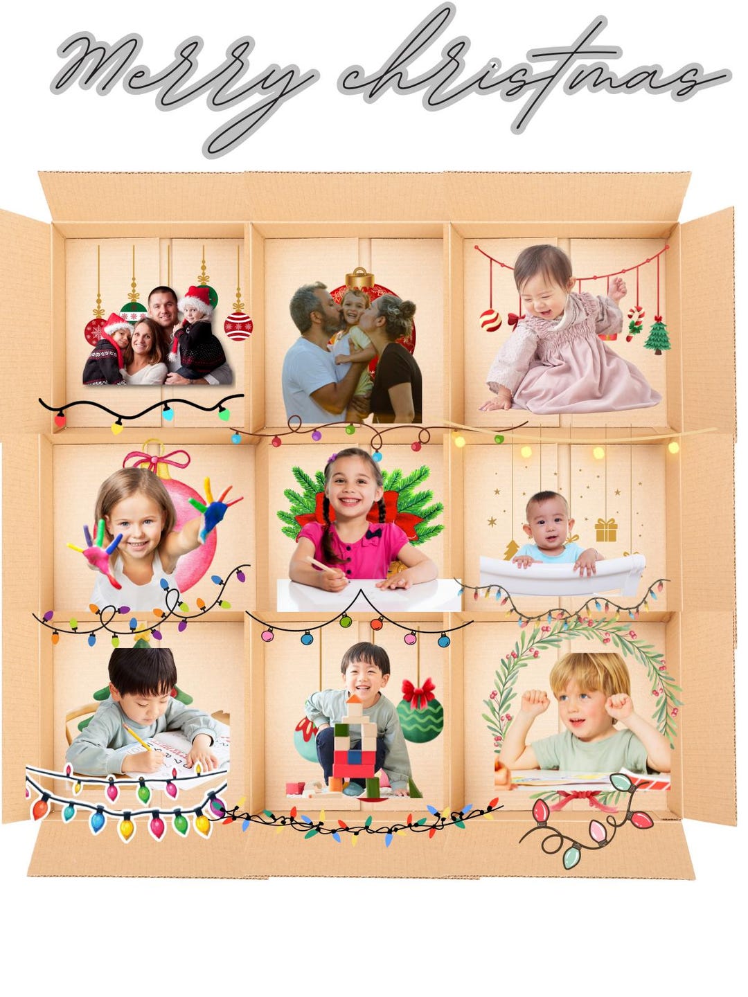 Hollywood Squares Style Photo Collage Template | 3D Cardboard Boxes ...