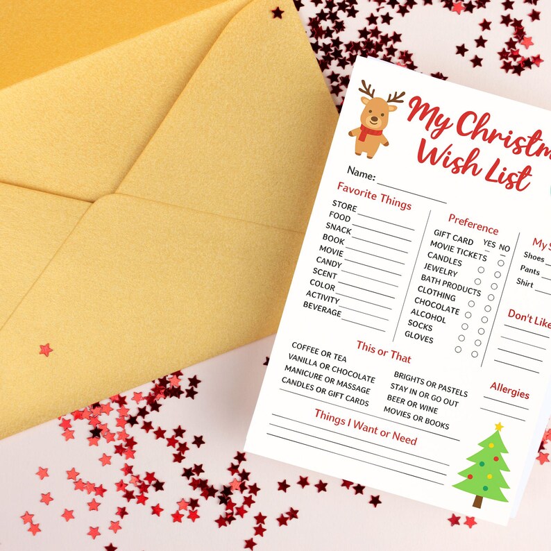 Christmas Wish List Questionnaire, Secret Santa Gift Exchange (PDF) - Etsy
