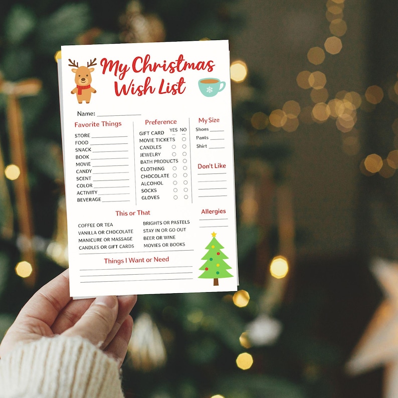 Christmas Wish List Questionnaire, Secret Santa Gift Exchange (PDF) - Etsy