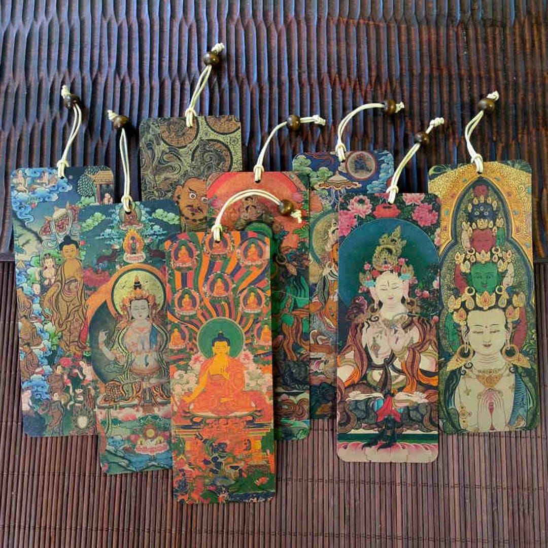 Collection of 8 Classic Tibetan Thangka Art Bookmarks on Premium ...