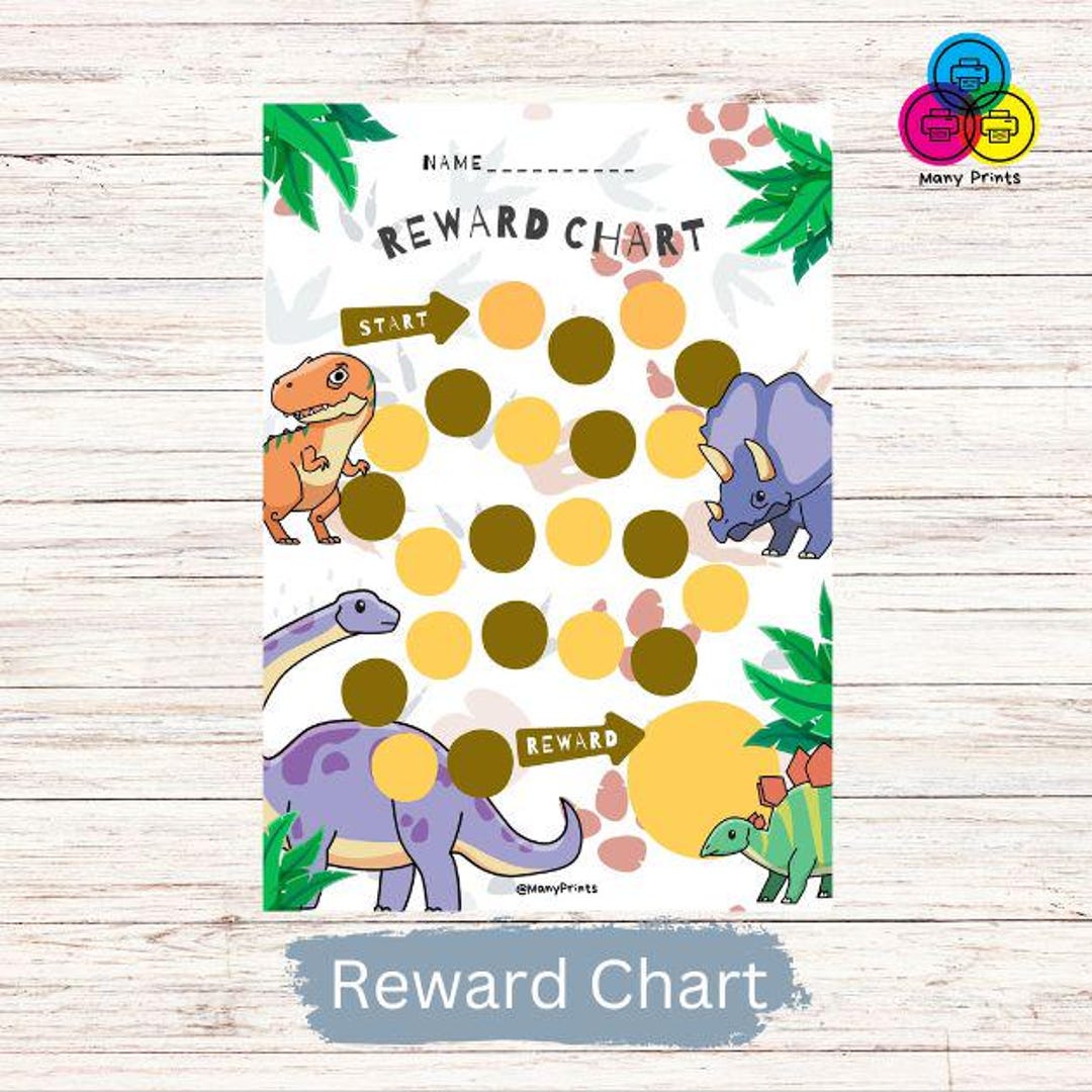 Dinosaur Printable Reward Chart for Kids Toddler Goal Chart Printable ...