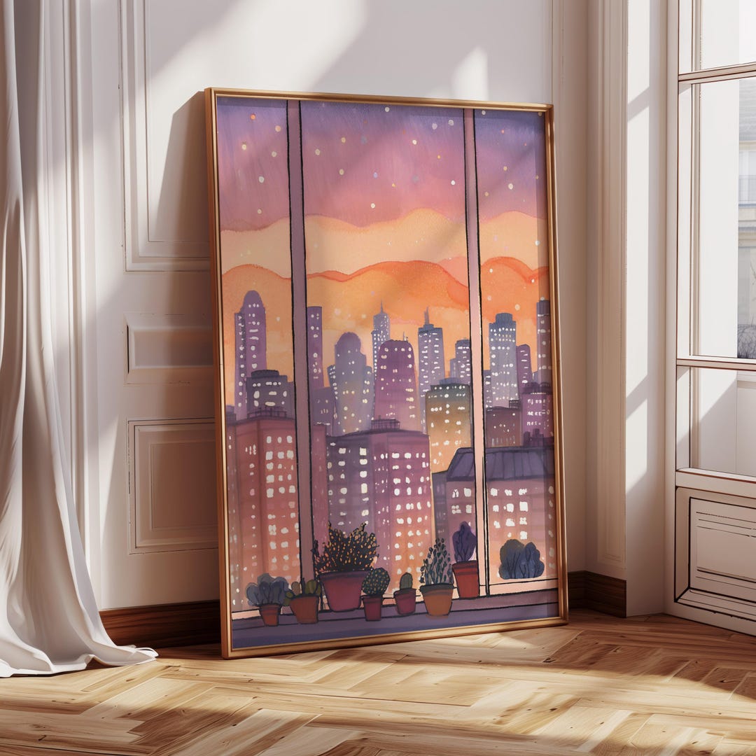 Watercolour City Print | High Rise Wall Art | City Wall Print ...