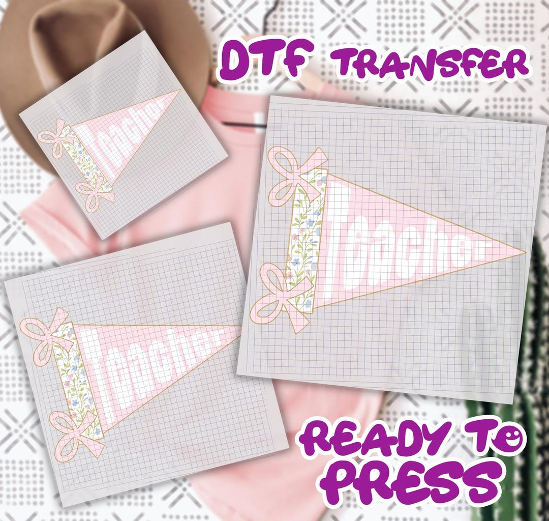 Back to School DTF Transfer, Teacher Dtf, Grand Millennial Dtf, Pink ...