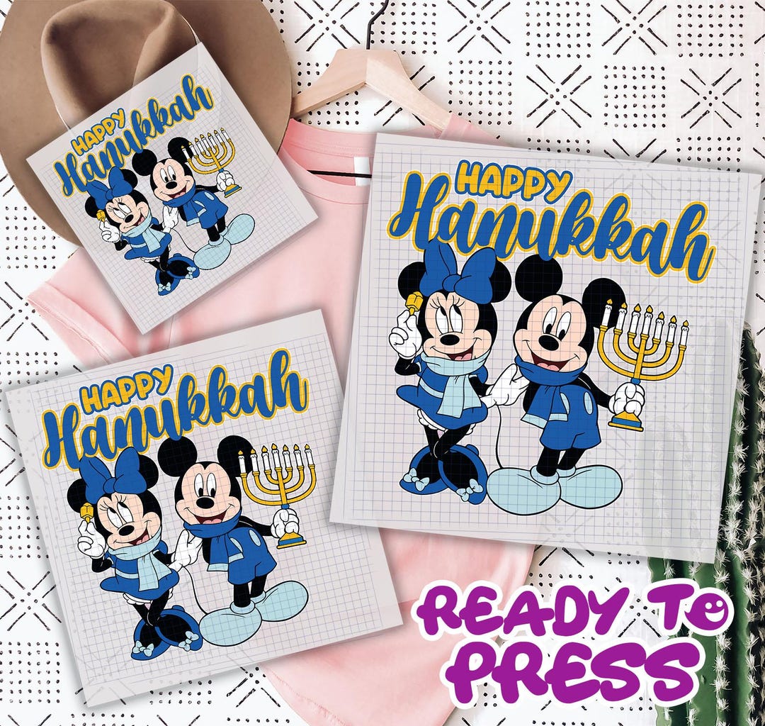 Disney Mickey and Minnie Mouse Happy Hanukkah DTF Transfer,chanukah ...
