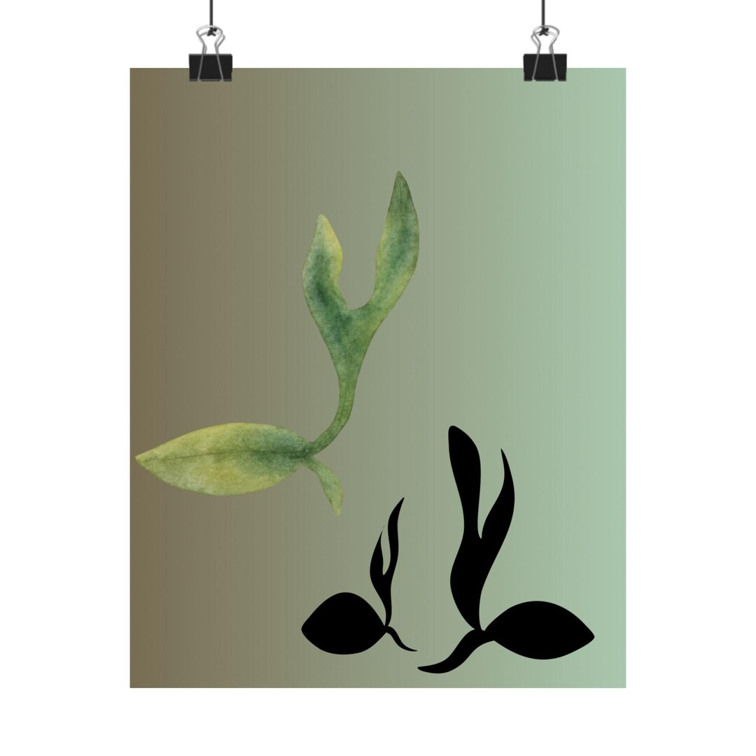 Green Botanical Sprig Poster Matte Vertical Poster | Minimal Plant Wall ...