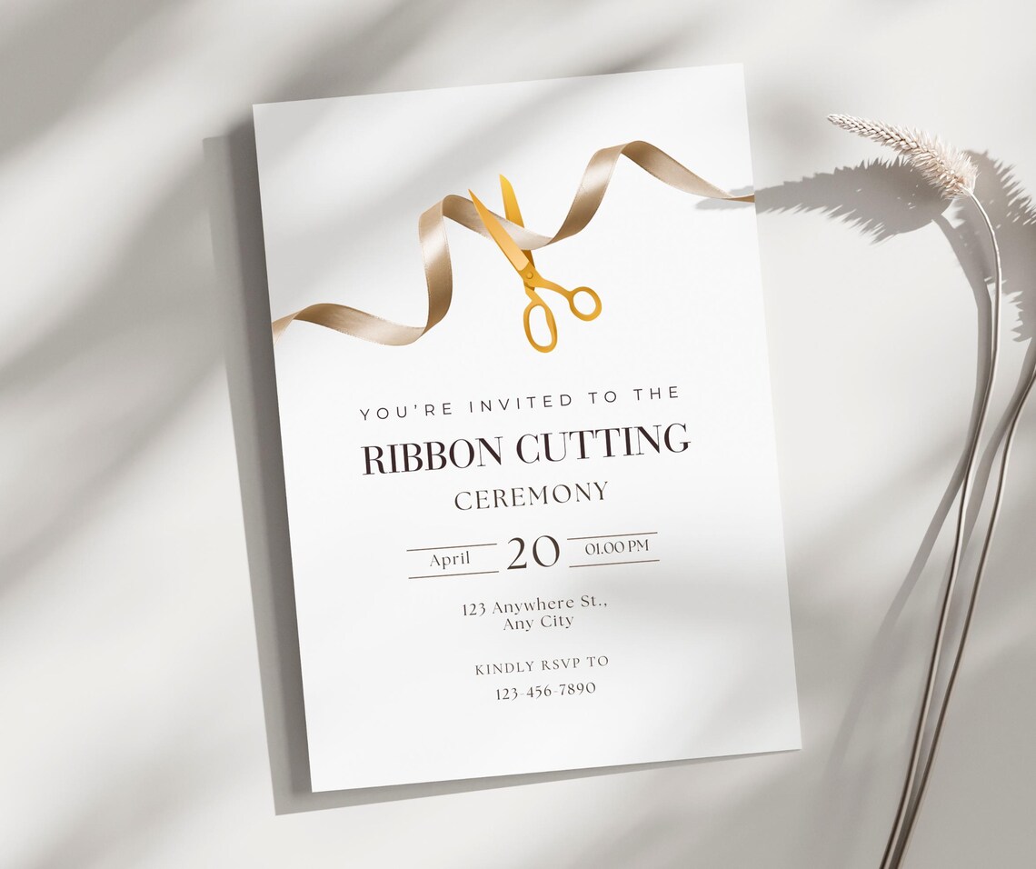Ribbon Cutting Invitation, Ribbon Cutting Ceremony Invitation, Grand ...