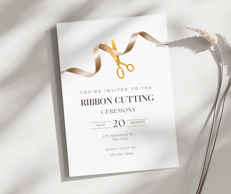 Ribbon Cutting Invitation, Ribbon Cutting Ceremony Invitation, Grand ...