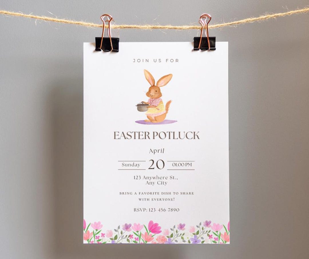 Easter Potluck Invitation, Easter Potluck Invite, Easter Brunch, Easter ...