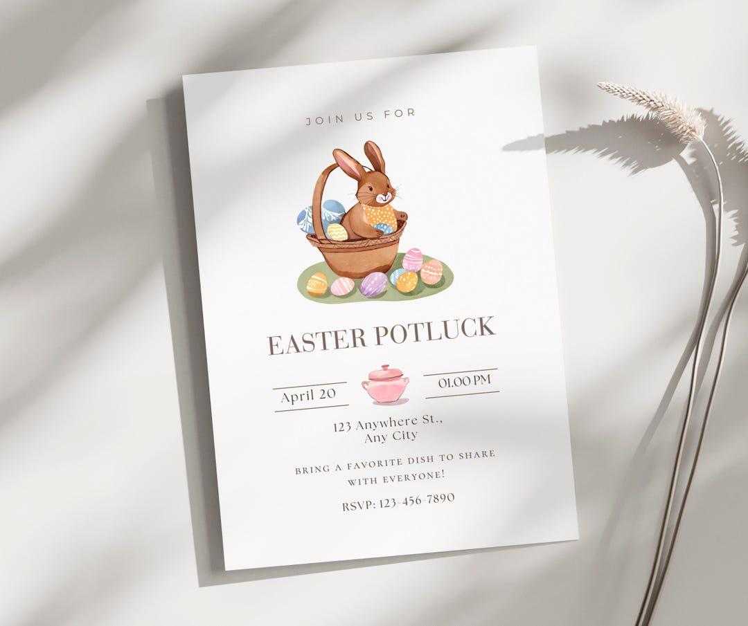 Easter Potluck Invitation, Easter Potluck Invite, Easter Brunch, Easter ...