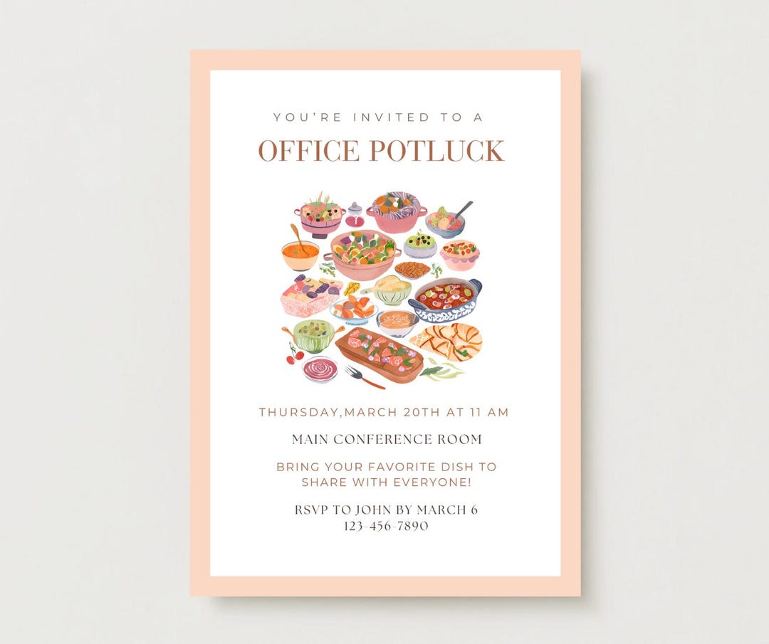 Office Potluck Invitation Template, Office Potluck Invite, Office Lunch ...