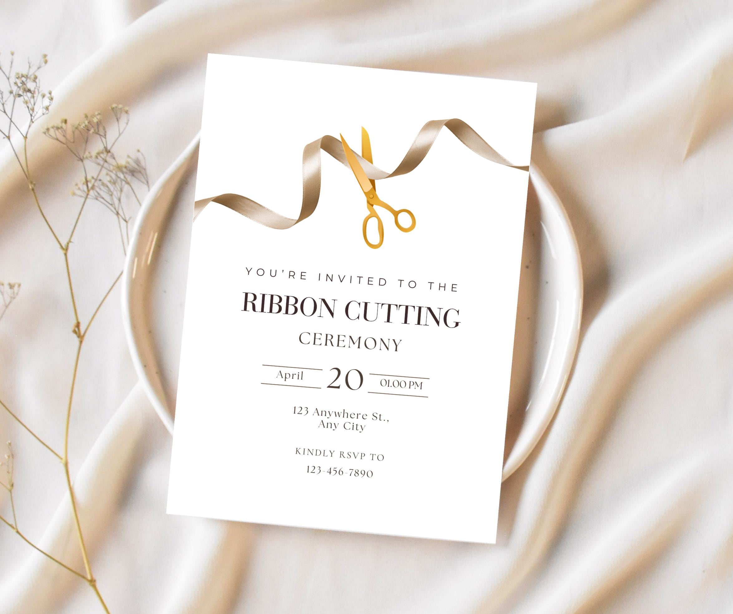 Ribbon Cutting Invitation, Ribbon Cutting Ceremony Invitation, Grand ...