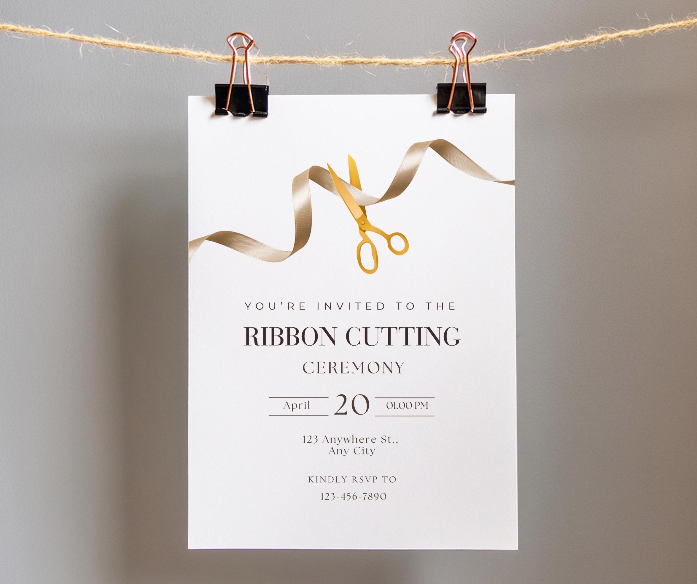Ribbon Cutting Invitation, Ribbon Cutting Ceremony Invitation, Grand ...