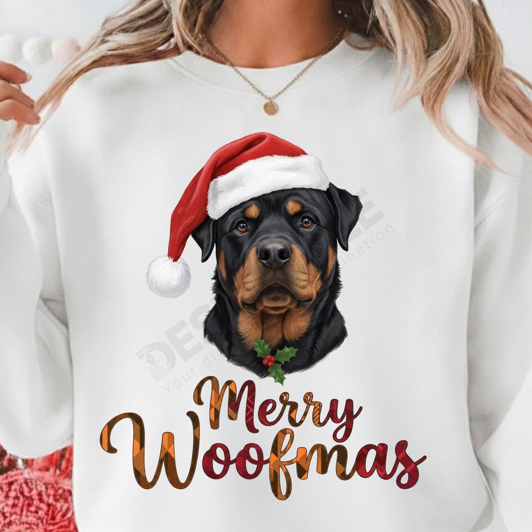 Rottweiler Christmas PNG, Santa Dog, Merry Woofmas, Sublimation Design ...