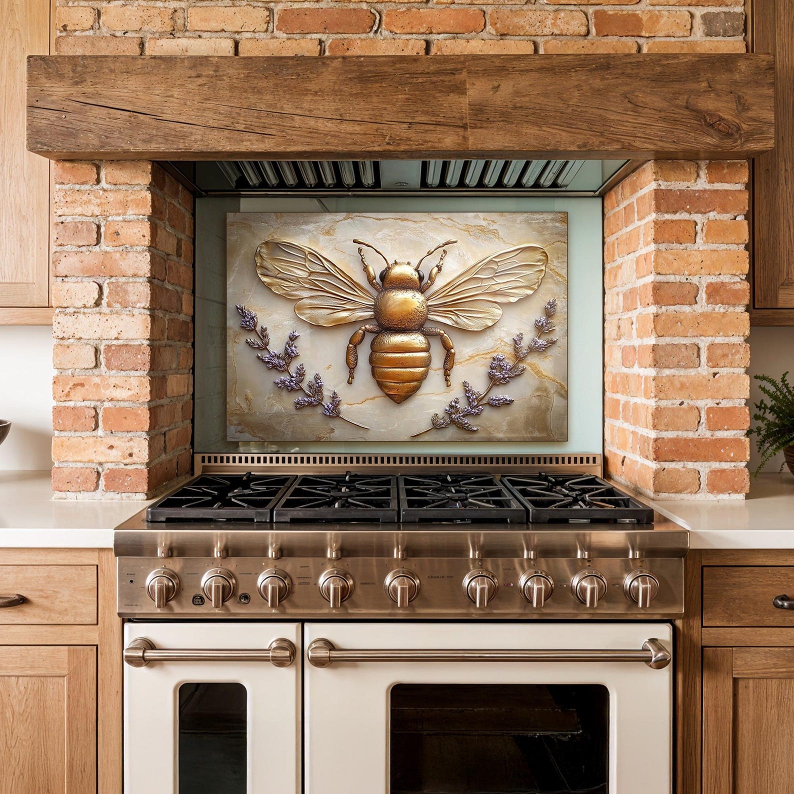 Bee Tempered Glass Kitchen Backsplash Heat Resistant Backsplash Behind ...