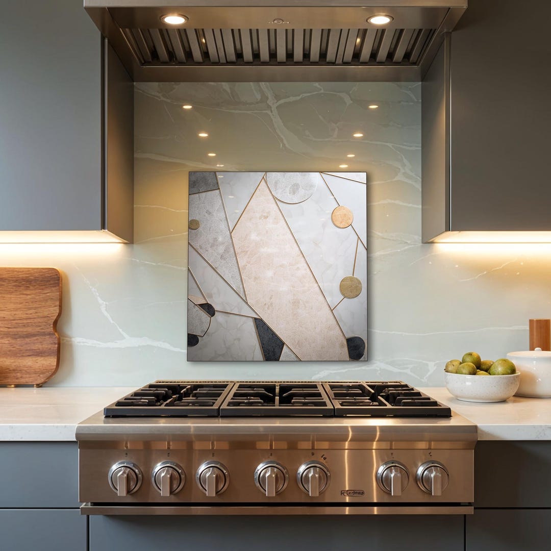 Kitchen Backsplash Stove Back Cover Tempered Glass Wall Art Stove Top ...