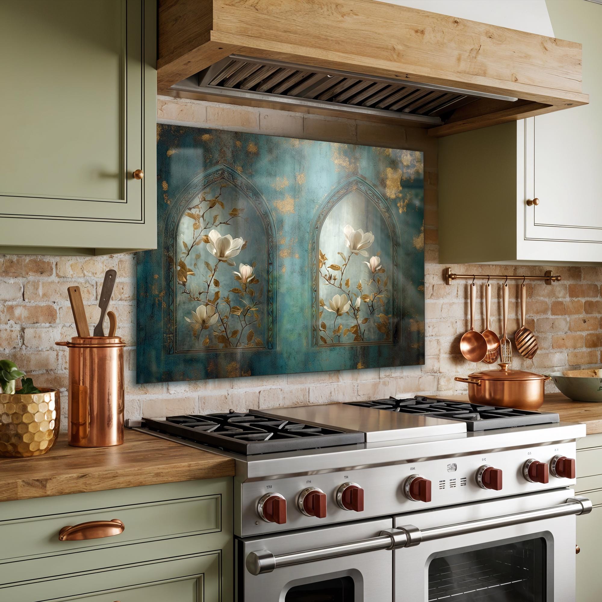 Tempered Glass Kitchen Backsplash for Moroccan Style Modern Kitchen Art ...