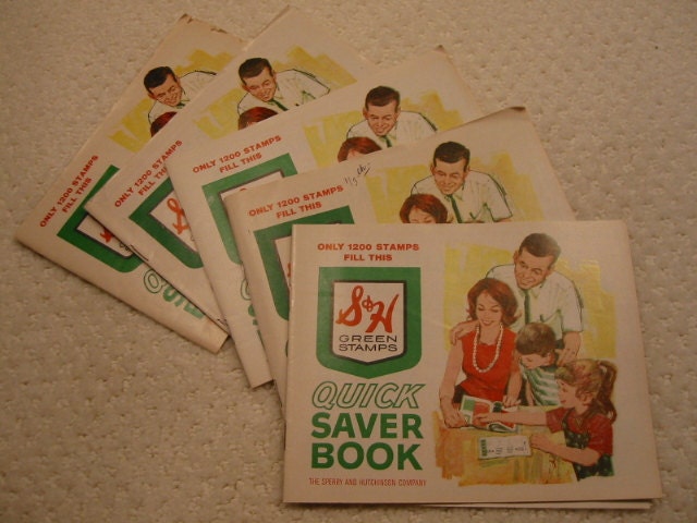 Vintage Lot of Five (5) 'S & H' Green Stamps Quick Saver Books . . From ...