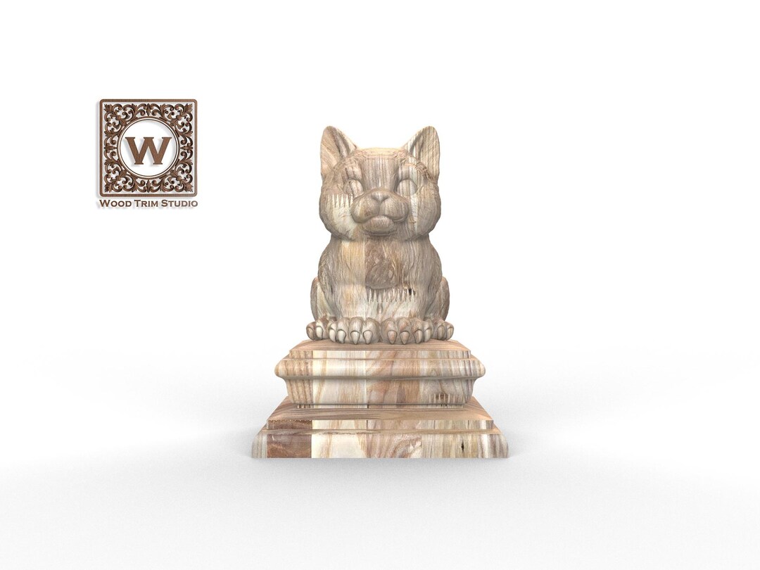 Wood Cat Statue Decorative Animal Figure - Etsy