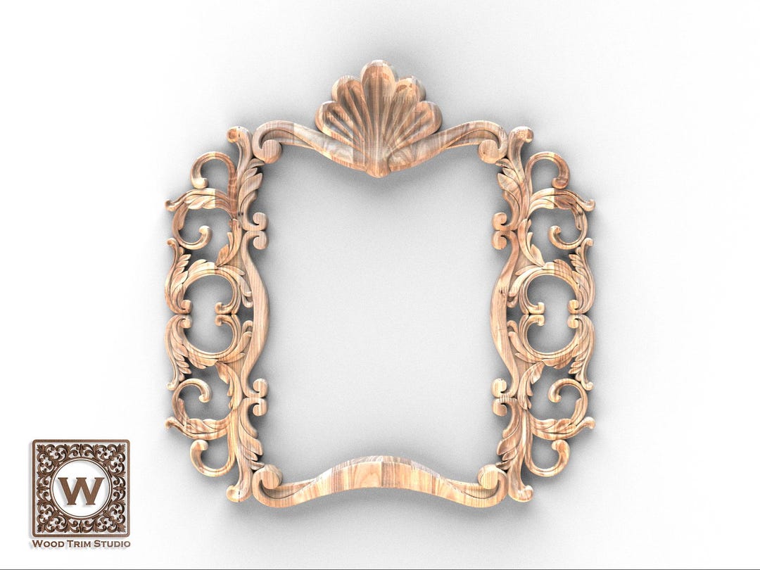 Elegant Rococo Style Wood Frame With Shell Motif and Curved Acanthus ...