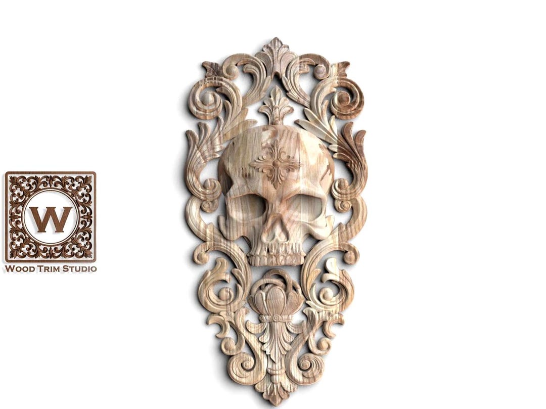 Vanitas Crest - Gothic Wall Decor, 1pc, Unpainted, Furniture Carving ...