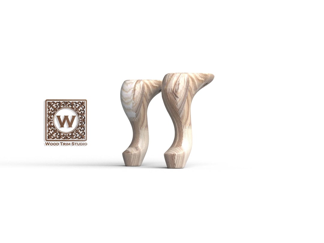 Patas cortas y curvas de madera para muebles – Juego decorativo de 2 ...