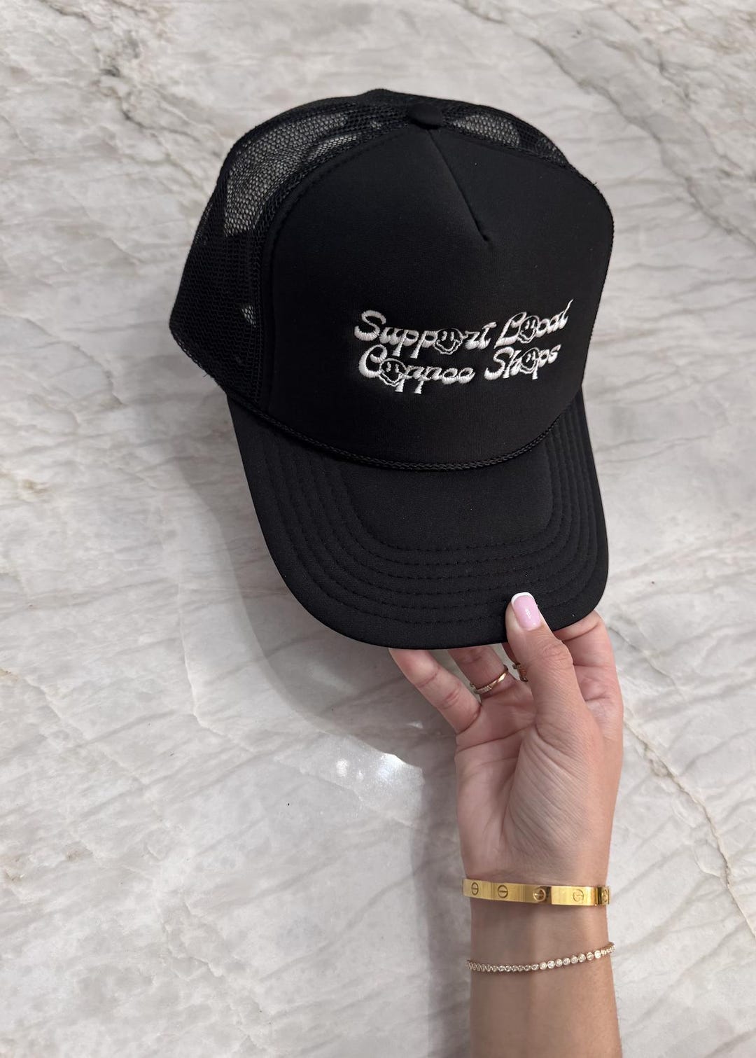 Coffee Hat, Support Local Coffee Shops Embroidered Foam Trucker Hat ...