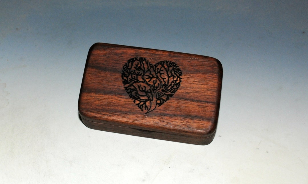 Small Wooden Box With Engraved Tree of Life Heart of Walnut Handmade ...