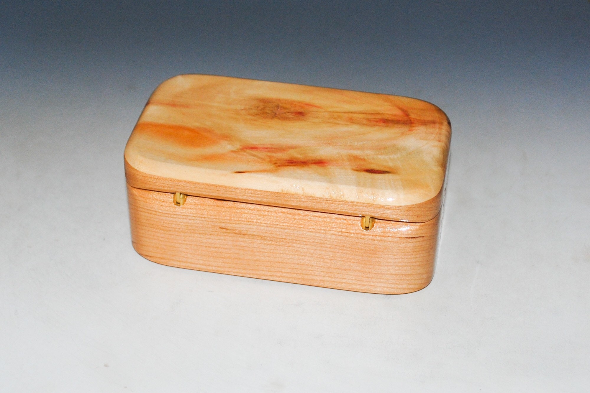 Wooden Trinket Box With Hinged Lid of Spalted Box Elder on | Etsy