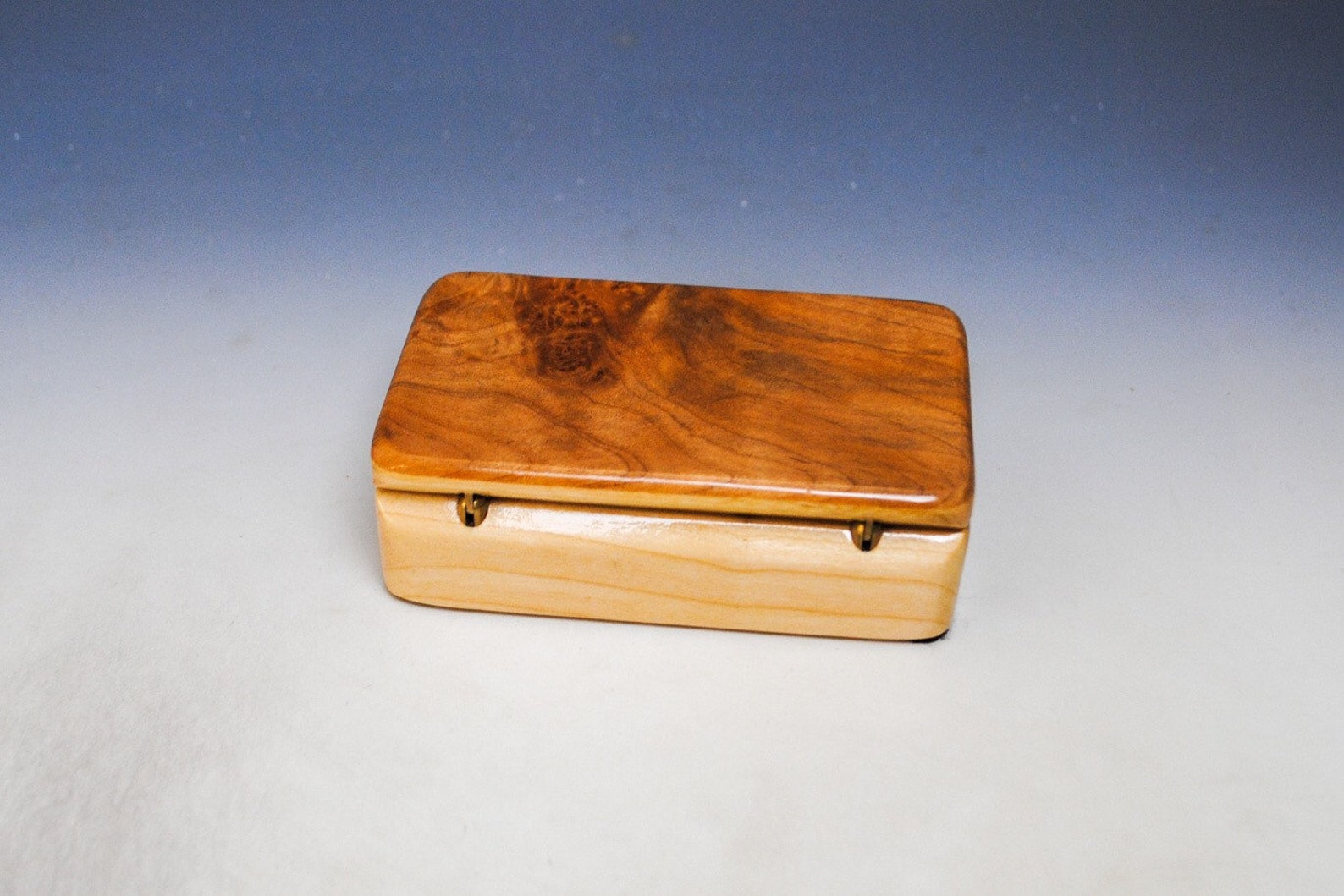 Very Small Wooden Box of Cherry With Maple Burl by Burlwoodbox - Etsy