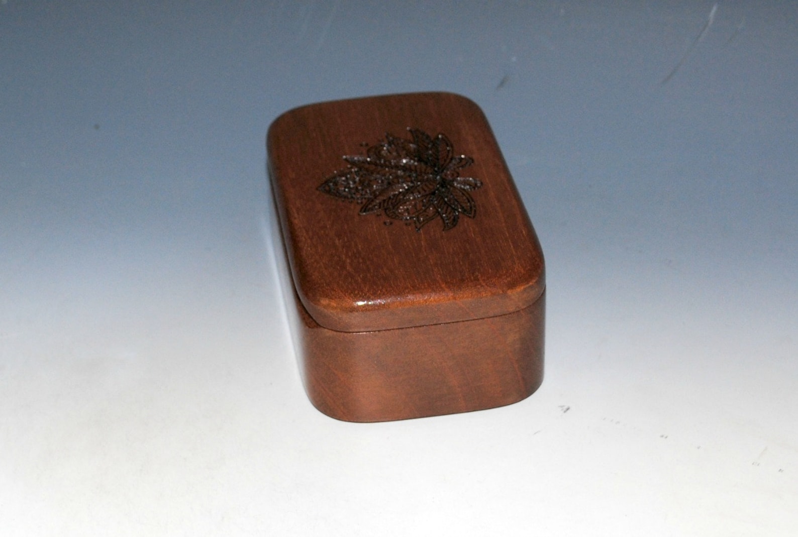 Wooden Box With Lotus Flower Engraving on Mahogany Handmade - Etsy