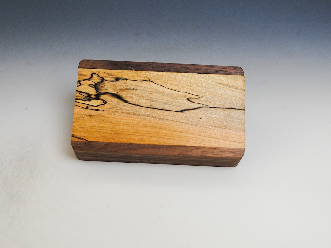 Slide Top Small Wood Box of Walnut With Spalted Maple USA Made by ...