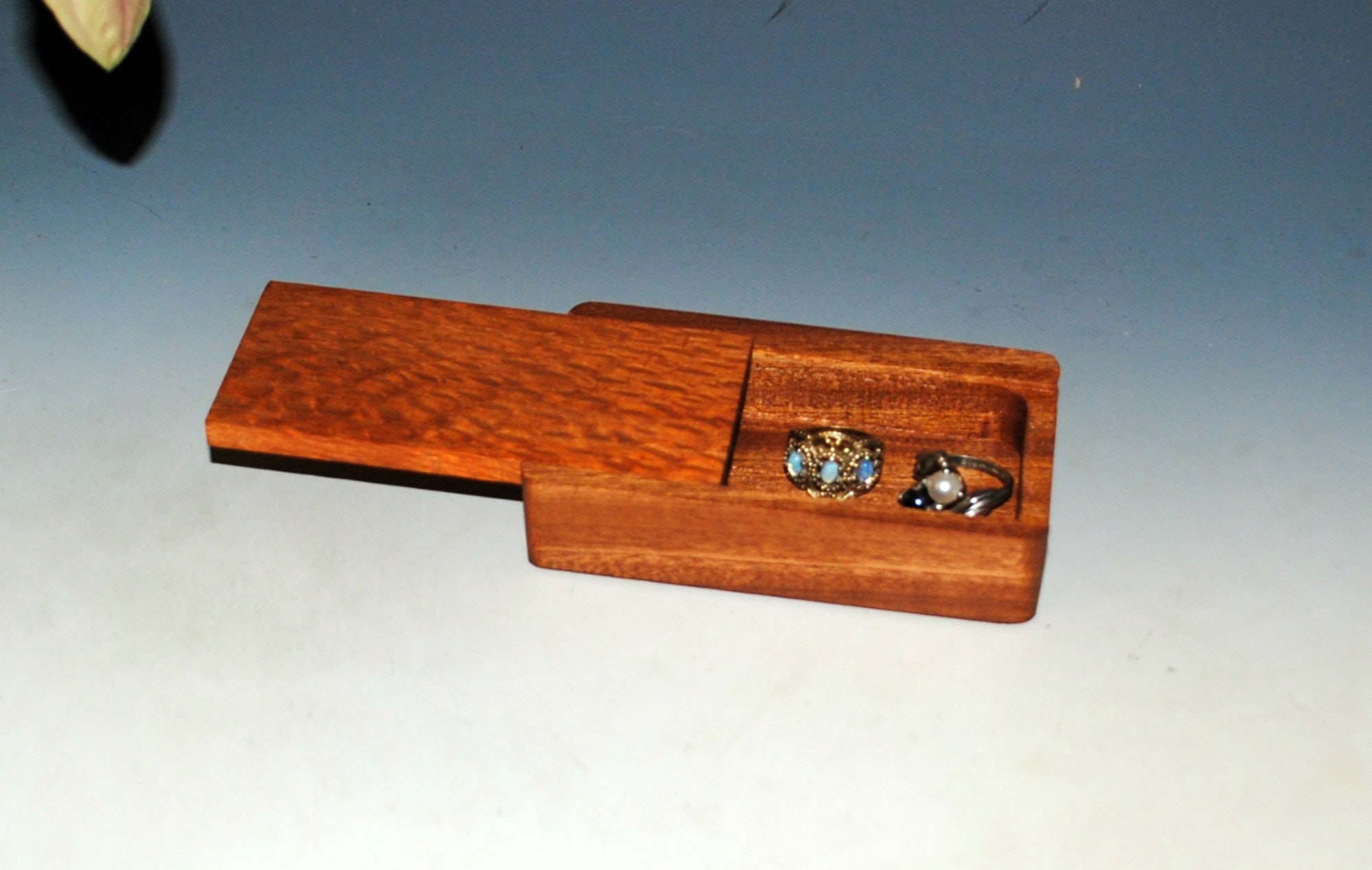 Slide Top Small Wood Box of Mahogany With Lacewood USA Made | Etsy