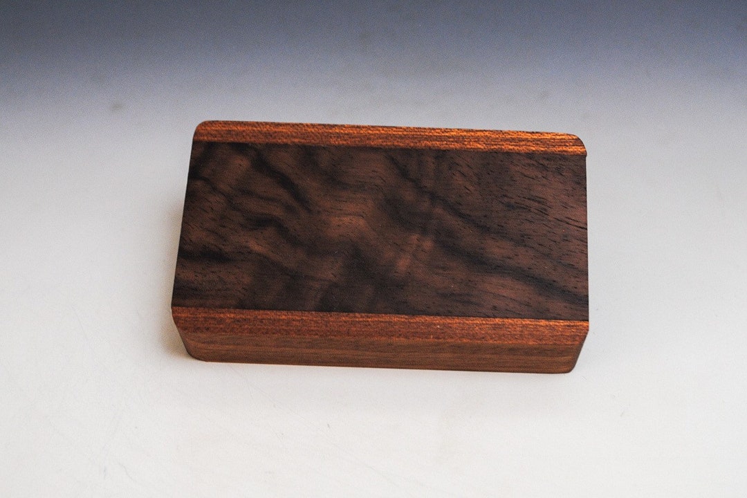 Slide Top Small Wood Box of Mahogany With Figured Walnut USA - Etsy