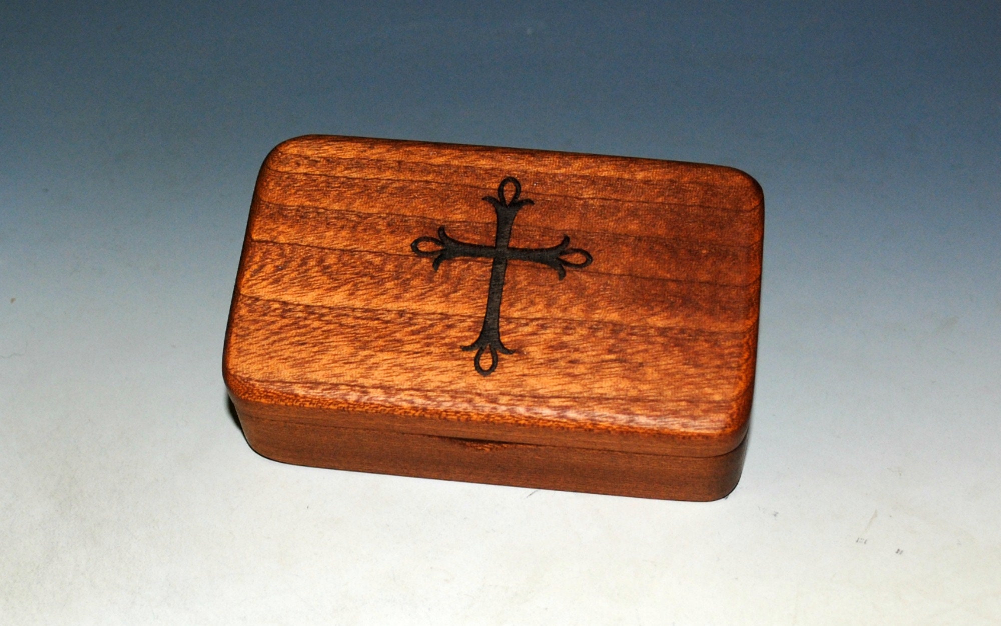Small Wooden Box With Cross Engraving on Mahogany Rosary Box - Etsy