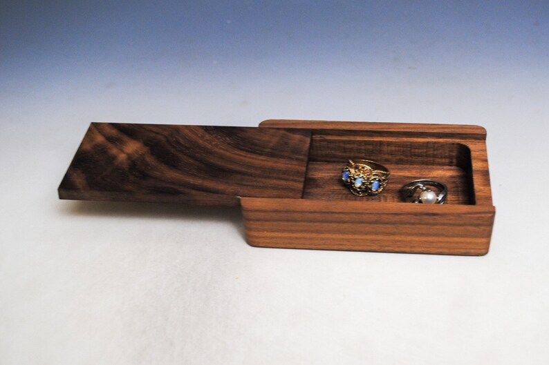 Slide Top Small Wood Box of Walnut With Figured Walnut USA - Etsy