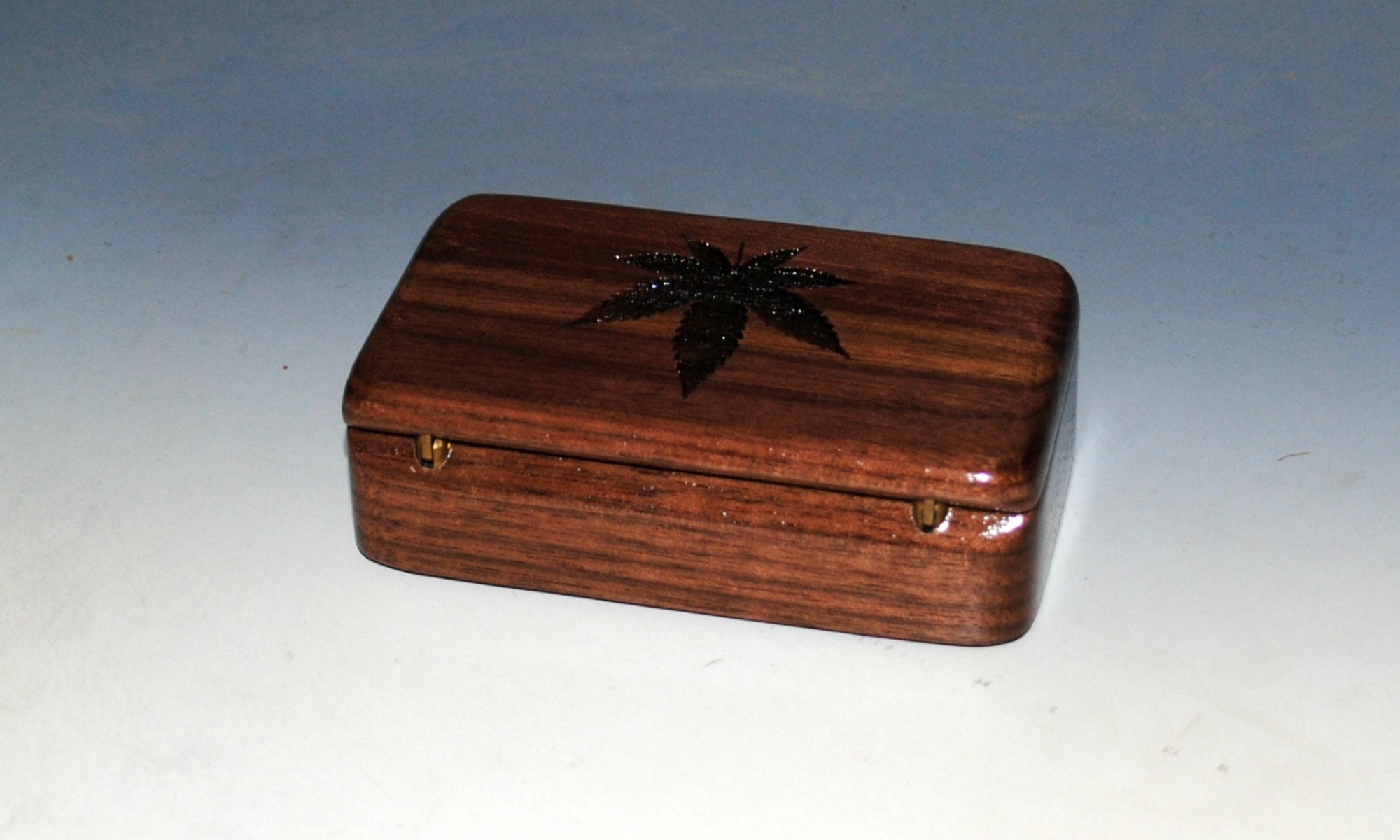 Small Wooden Box With Cannabis Leaf Engraved on Walnut | Etsy