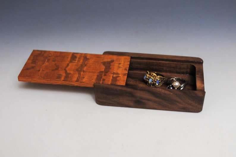 Slide Top Small Wood Box of Walnut With Lacewood USA Made by - Etsy