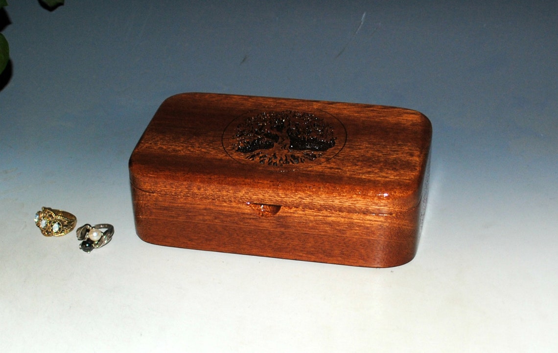 Tree of Life Engraved Wooden Treasure Box of Mahogany | Etsy