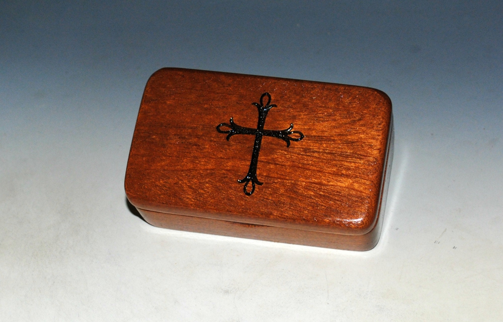 Small Wooden Box With Cross Engraving on Cherry Handmade Tiny Wood Box ...