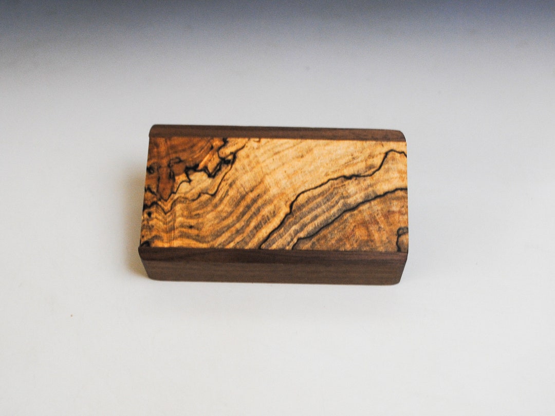 Slide Top Small Wood Box of Walnut With Spalted Maple USA Made by ...
